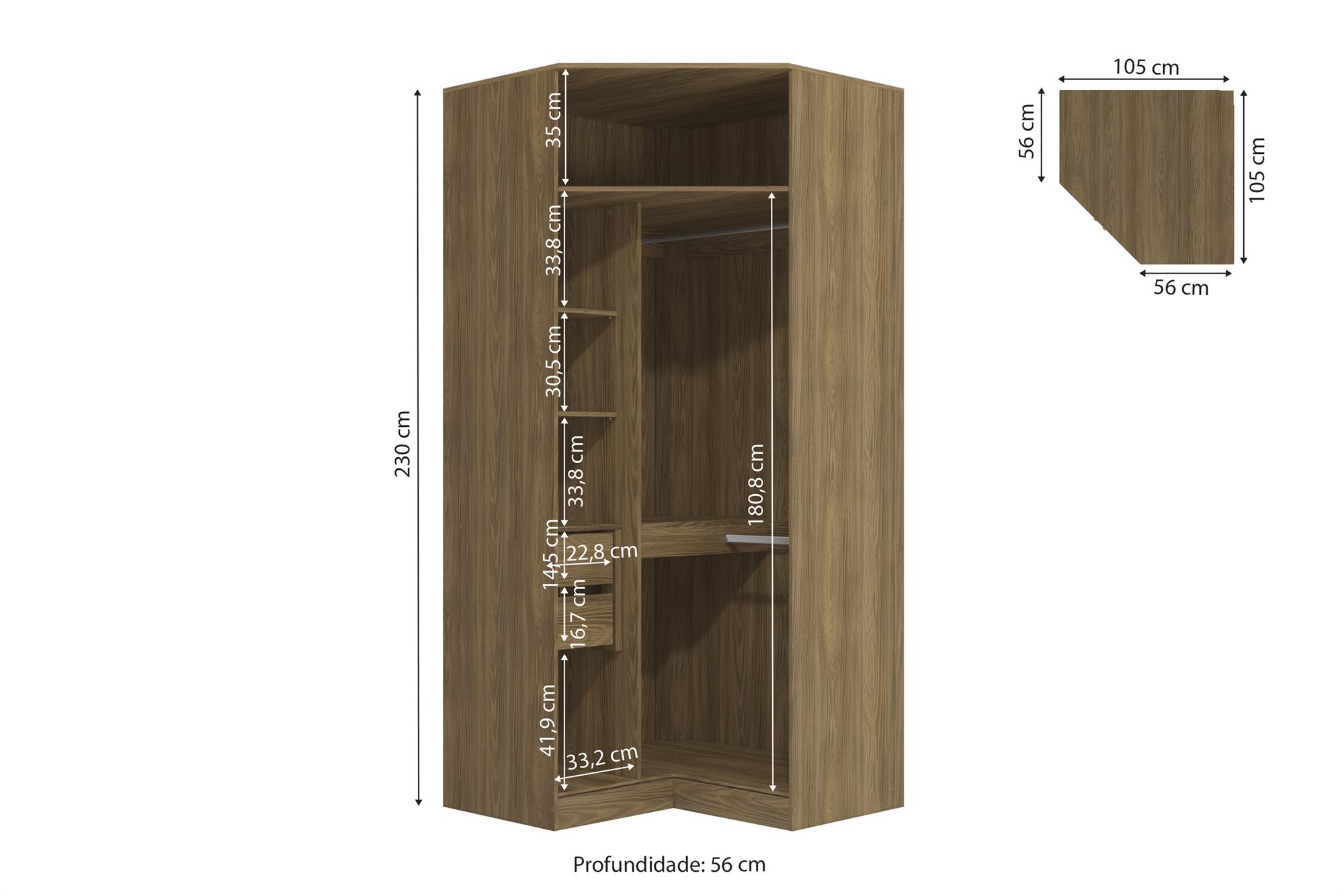 Roupeiro canto 2 portas | 2 gavetas | Kappesberg